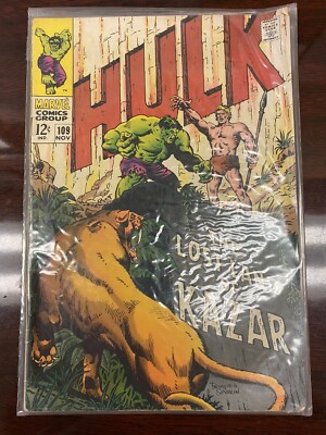 HULK #109 -THE LOST LAND OF KA-ZAR 1968 MARVEL COMICS | eBay