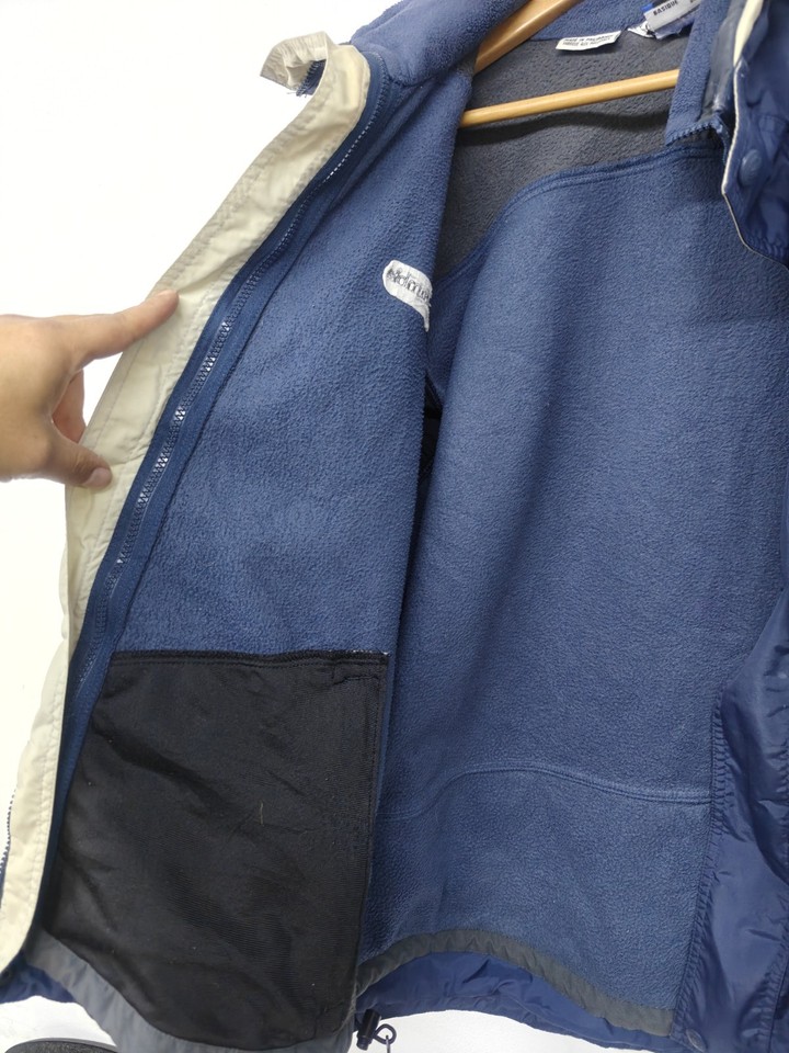VINTAGE COLUMBIA FLEECED LINED JACKET - MENS LARGE- NAVY BLUE - COAT ...