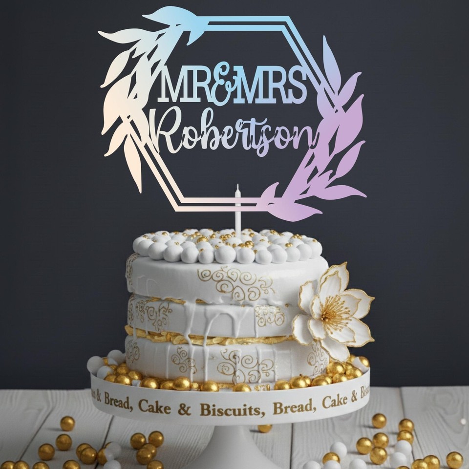 Personalised Wedding Anniversary Acrylic Mirror Cake Toppers Custom ...