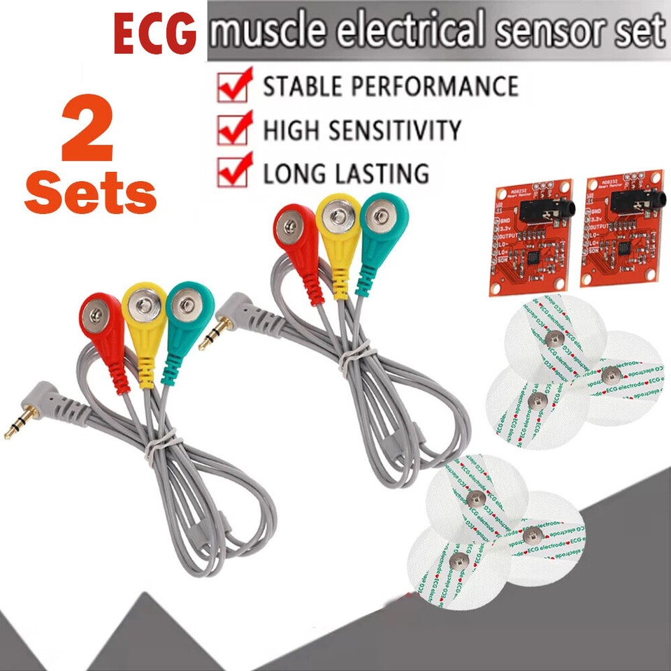 2X Signal Pulse Heart Sensor Monitor Detector ECG Module For Arduino ...