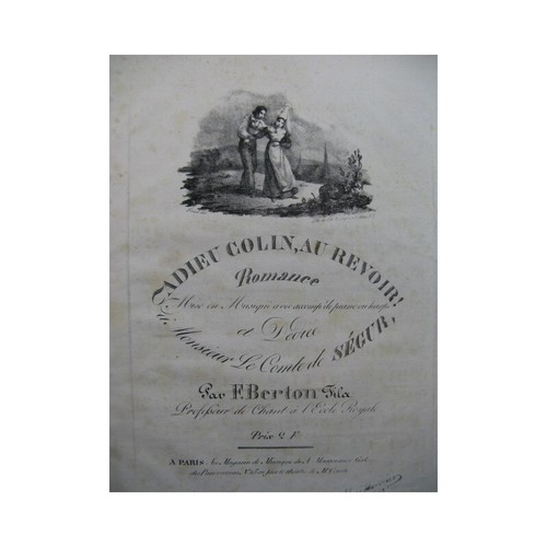 BERTON F. Fils Adieu Colin Au Revoir Chant Piano ou Harpe ca1830 | eBay
