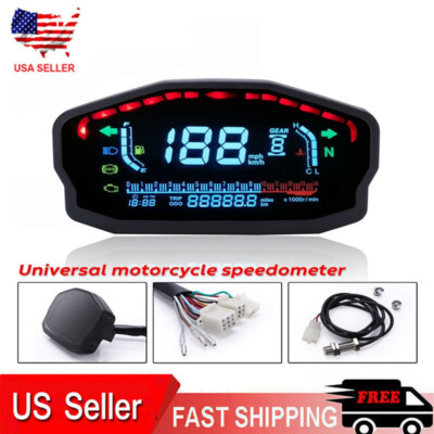 Durable Motorcycle LED Speedometer LCD Digital Odometer Guage For 2,4 ...