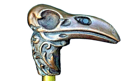 Antique Raven Skull handle for Walking Stick Fancy dress Prop heavy ...