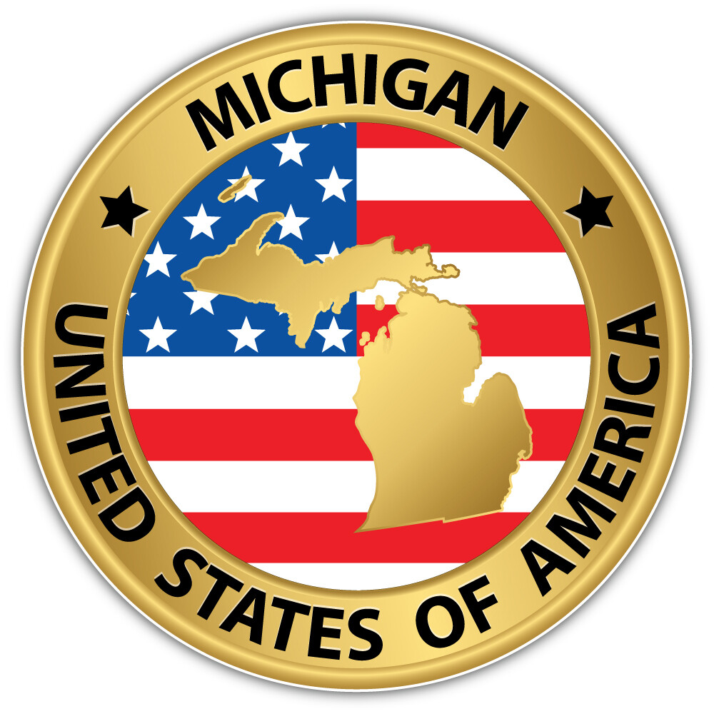 Michigan USA State Map Emblem Car Bumper Sticker Decal "SIZES" | eBay