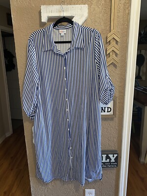 Women’s LuLaRoe Ellie Dress Blue White Stripes Size XL EUC No Belt | eBay