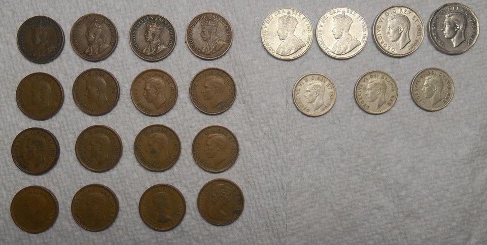 23 Old Canadian Coins - 1 cent - 5 cent - 10 cent - 1927-1968 | eBay