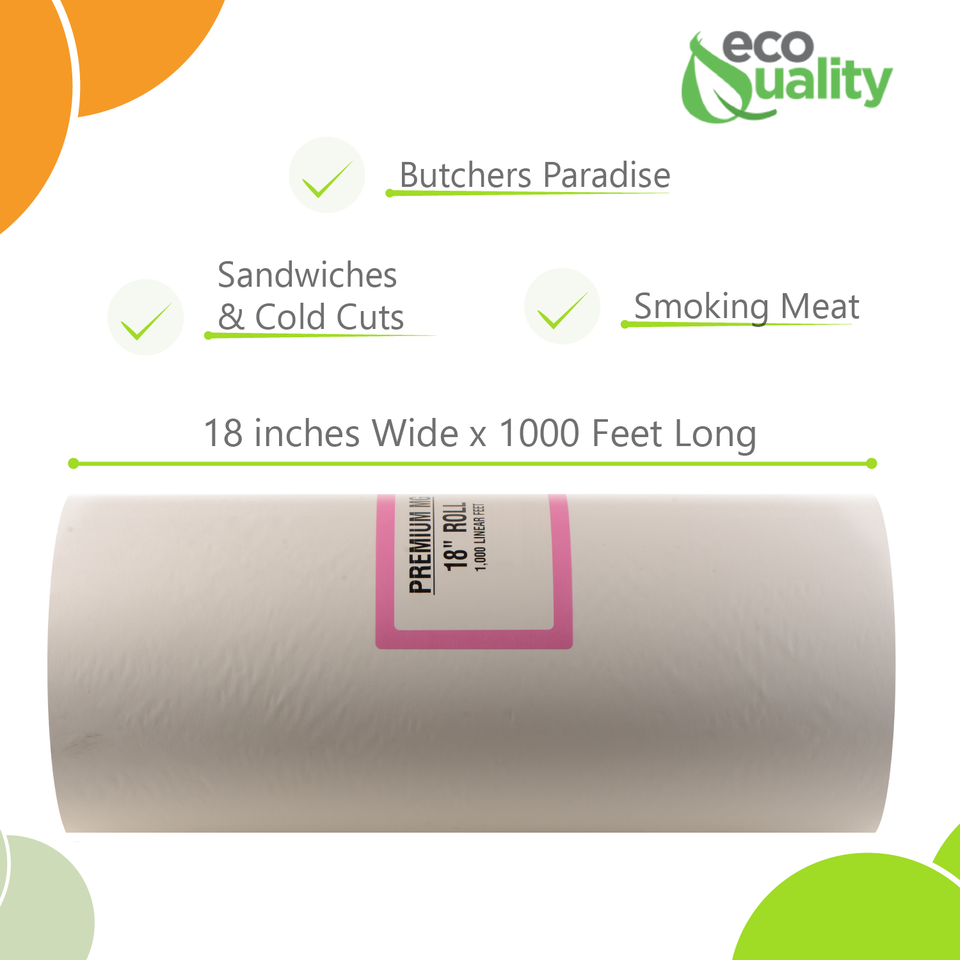 18" x 1000 ft. Butcher Paper Roll White Great for Meat and Food ...