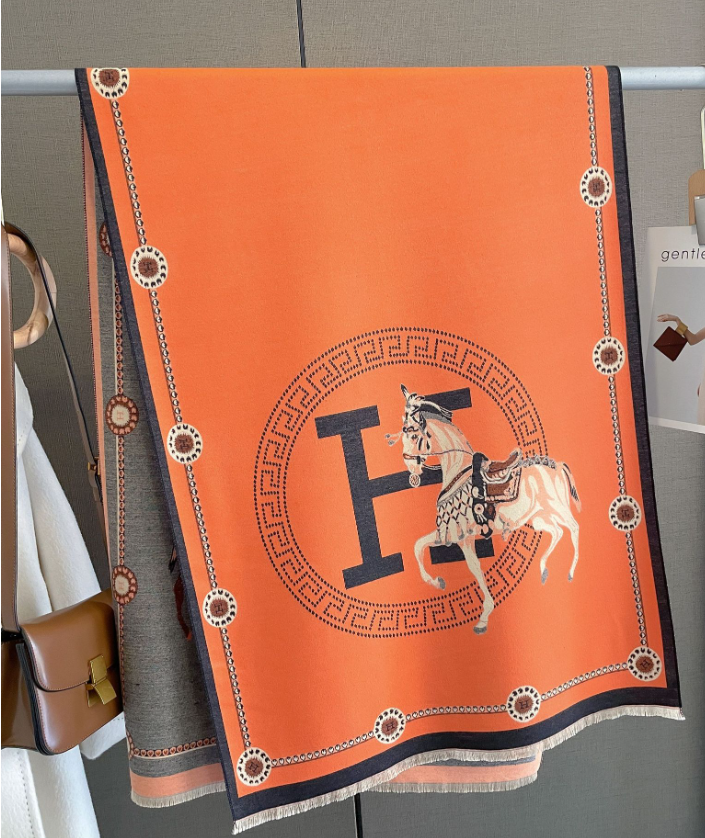 Thick Warm Winter Scarf Luxury Design Print Horse Women Cashmere ...