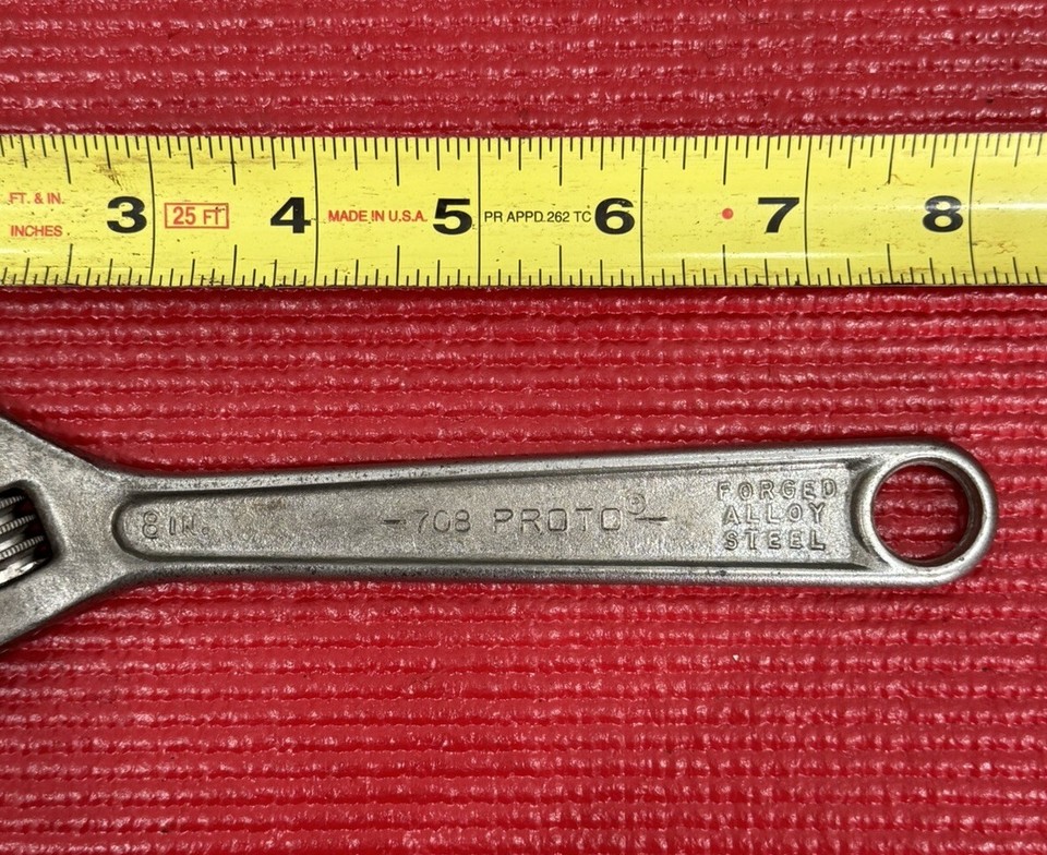 VINTAGE PROTO TOOLS No.708 8" ADJUSTABLE WRENCH CRESCENT WRENCH MADE IN ...
