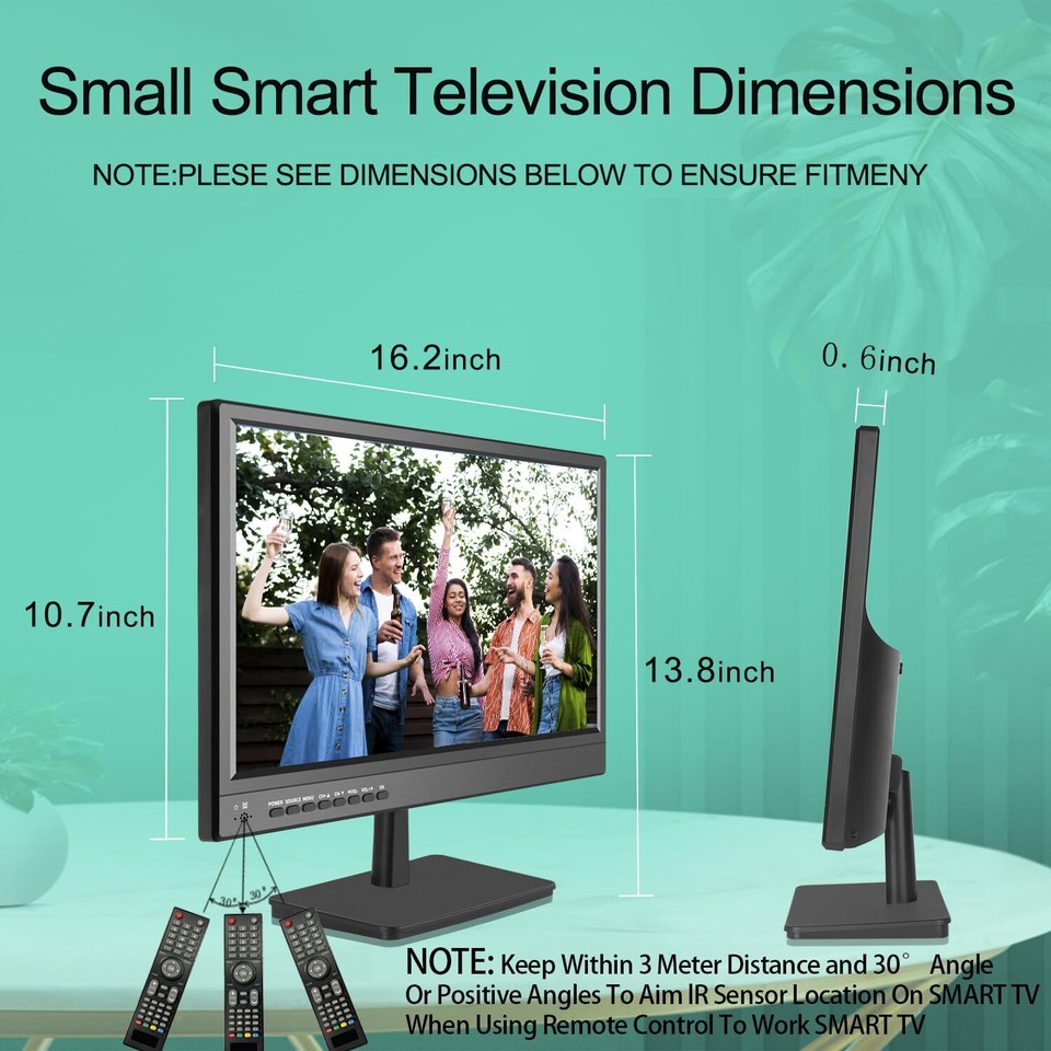 Feihe 17 inch Small Flat Screen Smart TV for Kitchen, Smart Operating ...