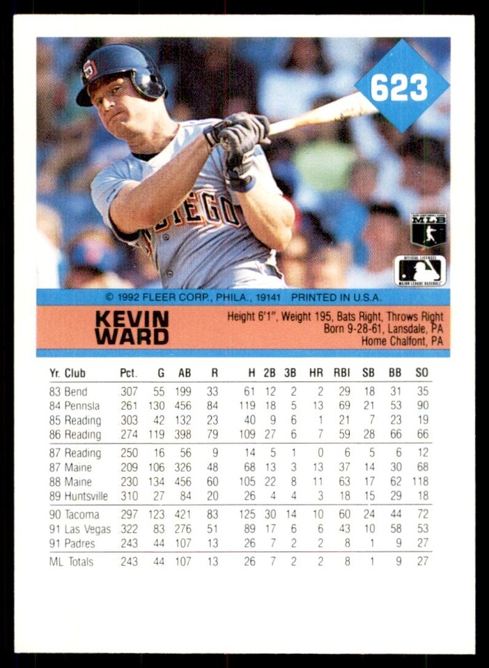 1992 Fleer Kevin Ward Baseball Cards #623 | eBay