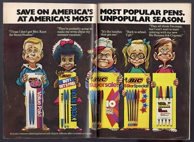 1977 AD ~ BIC PEN CLIC BANANA INK CRAYONS BACK TO SCHOOL Comical Promo ...