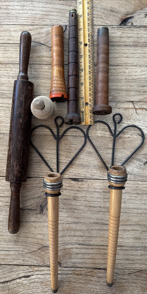 Lot VTG Rustic Primitive Kitchen Country Farm house Decor ROLLING PIN ...