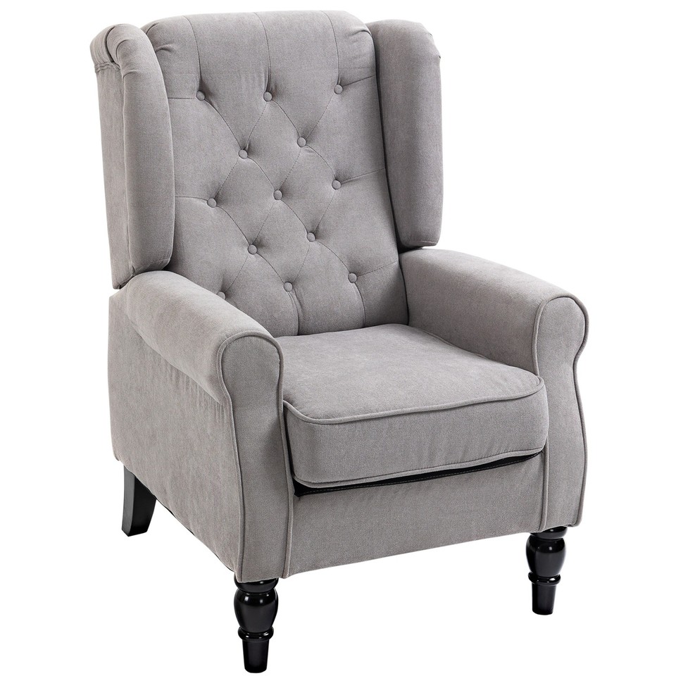 Vintage Grey Wingback Armchair Sofa High Wing Back Accent Seat Retro ...
