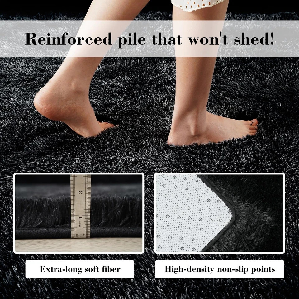 3x5Ft Fluffy Rug Shaggy Area Rug Small Bedside Rug for Bedroom Living ...