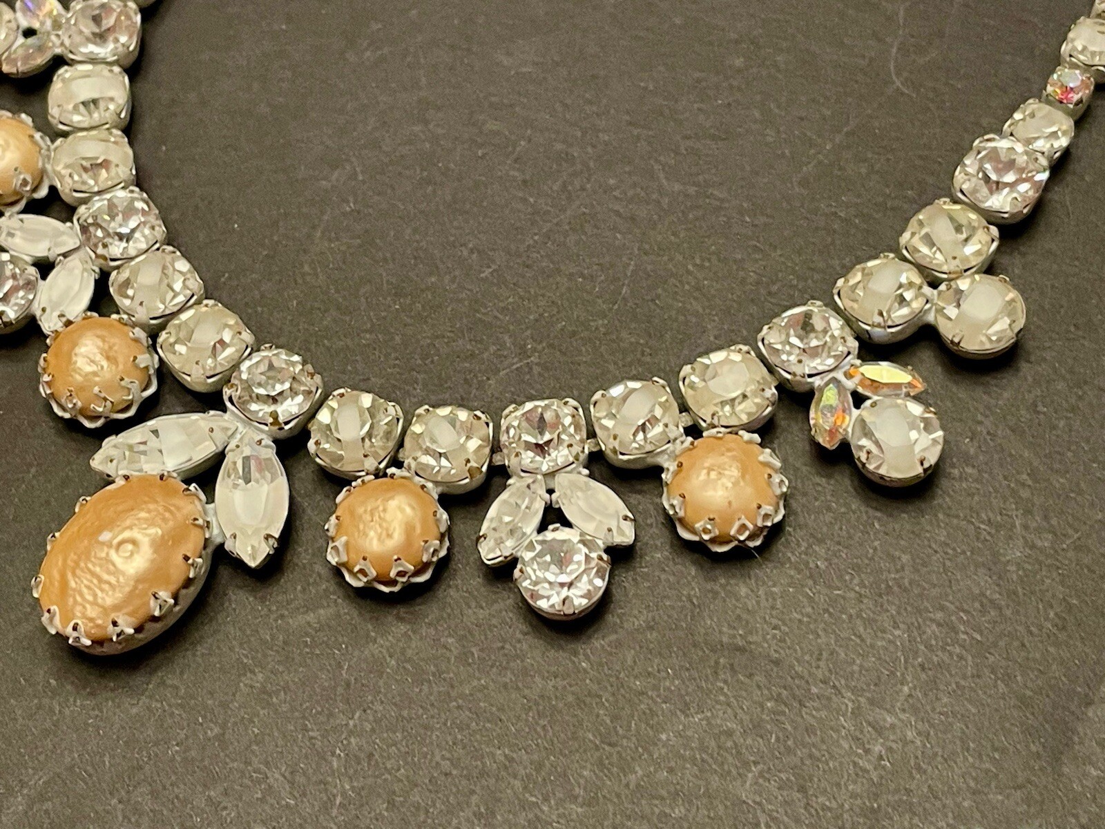 Estate signed Regency Jewels NECKLACE White Givre Crystal Faux Baroque ...