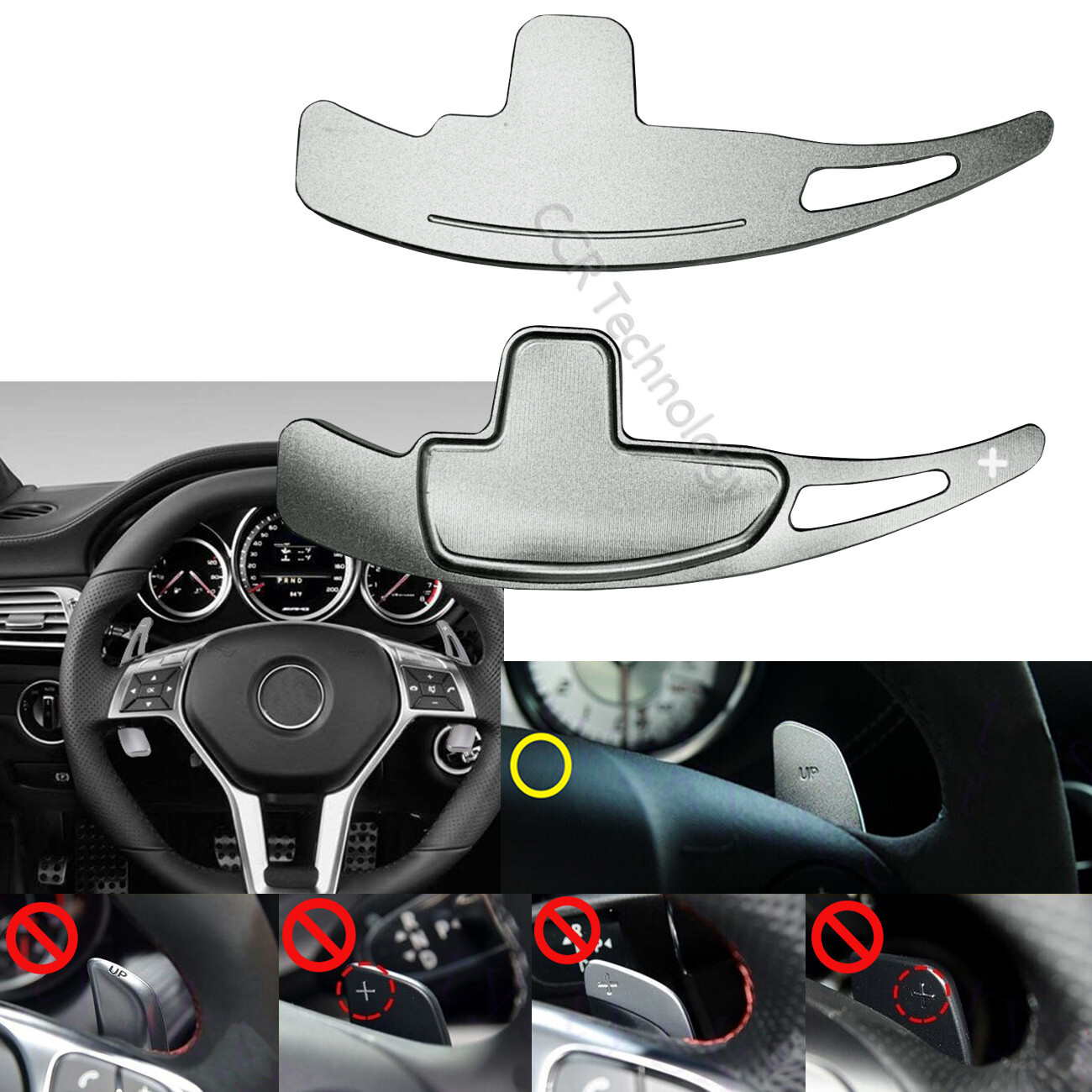 Gray Aluminum Alloy Steering Wheel Shift Paddle Extension Fits 07-09 ...