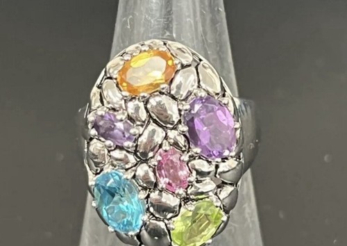 Effy Sterling Silver and Multi-Colored Gemstone Ring Size 7.25 | eBay
