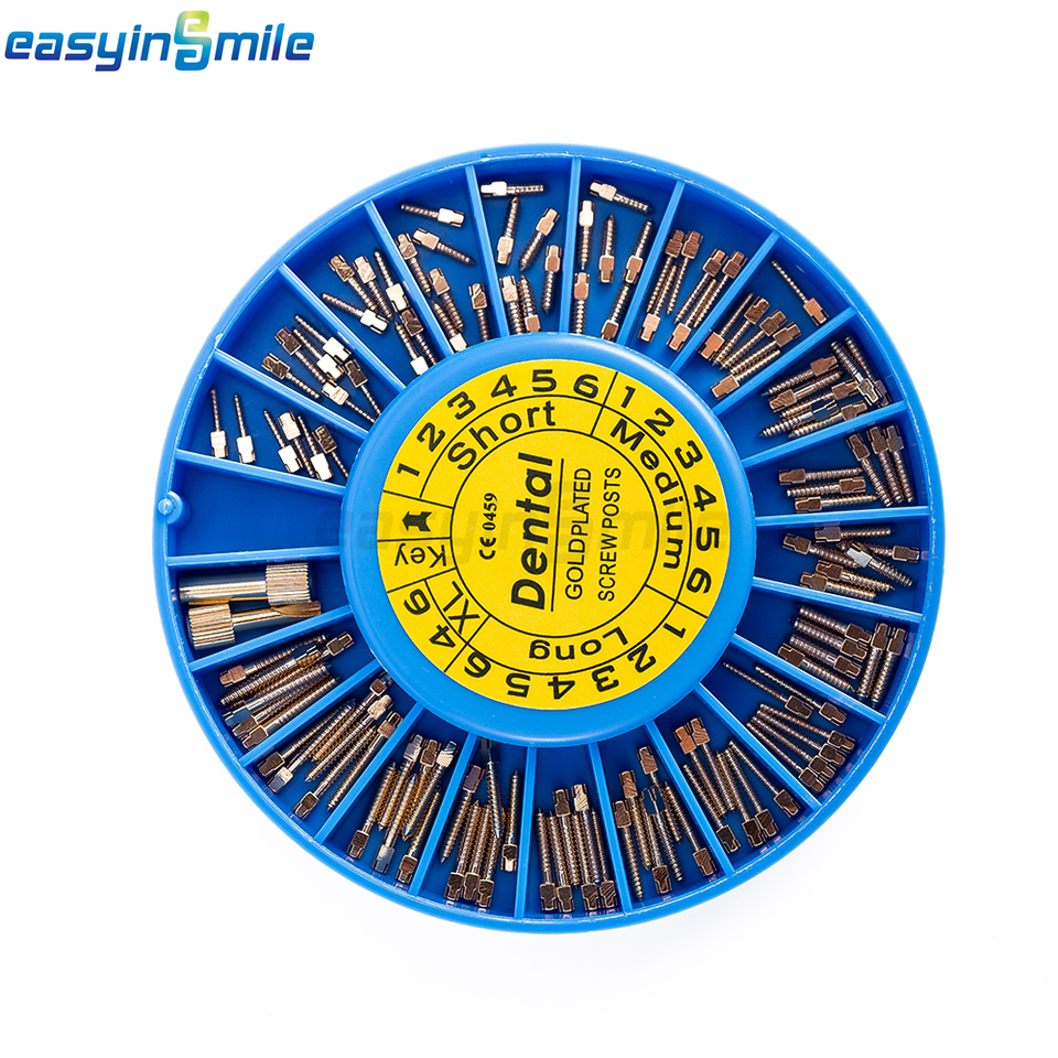 120pcs Dental Endodontic Screw Posts Gold Plated Titanium Kit &2Key ...
