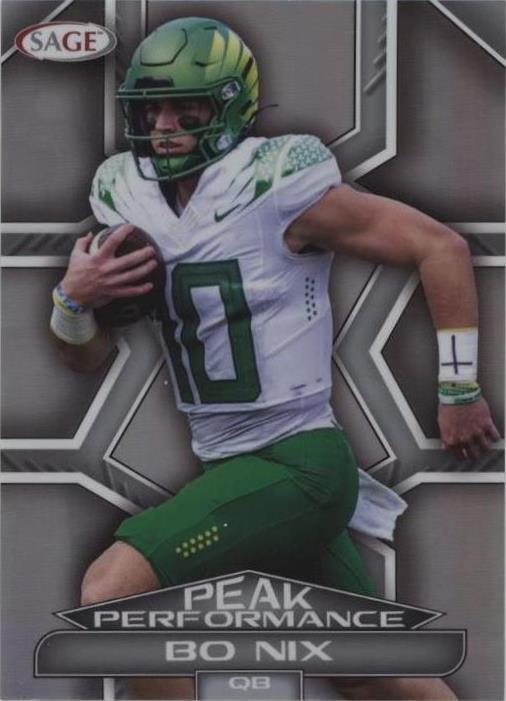 2024 SAGE HIT Low Series - Peak Performance Bo Nix #PK-BN Silver (RC ...