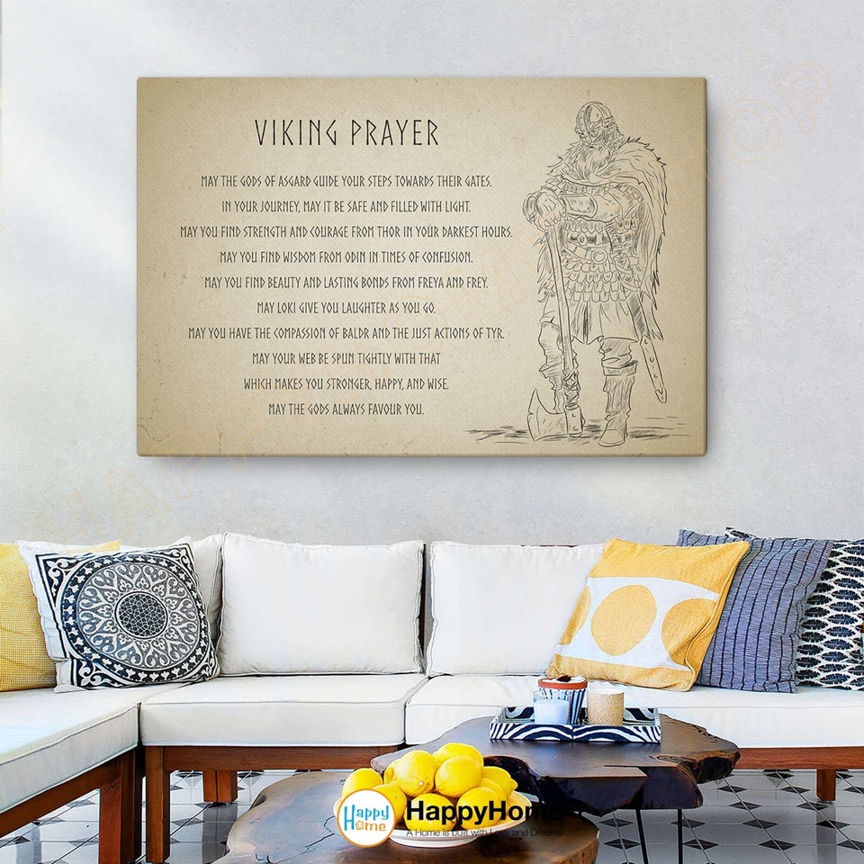 Viking Prayer Wall Art Viking Warrior Motivational Quote Home Art Decor ...