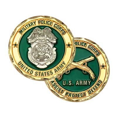 ARMY MILITARY POLICE CORPS ASSIST PROTECT DEFEND 1.75" CHALLENGE COIN ...