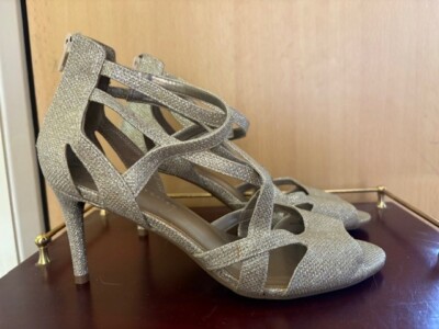 BRAND NEW Marks & Spencer Insolia Gold sparkly strappy heels Prom ...