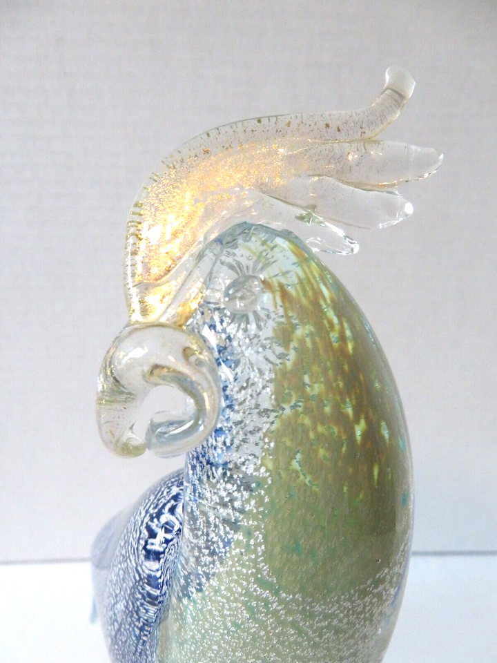 Stunning Murano Glass Cockatoo Sculpture 13" Hand-Blown Blue, Green ...