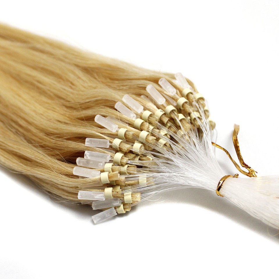 Micro Ring Loop Tip Remy Human Hair Extensions Straight Micro Beads ...