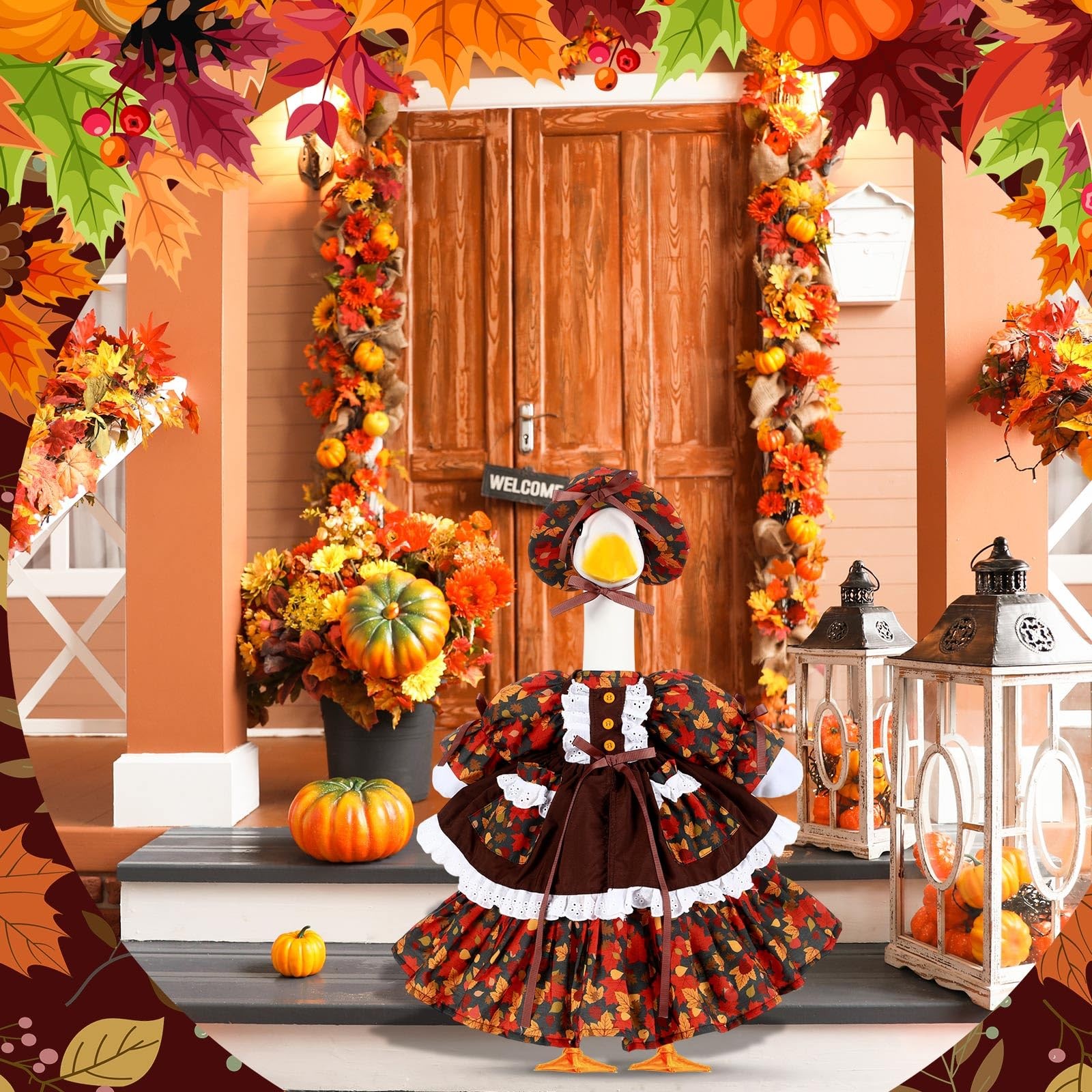 Fall Goose Outfit Maple Porch Goose Costume Fancy Porch Geese Clothes with Wi... | eBay