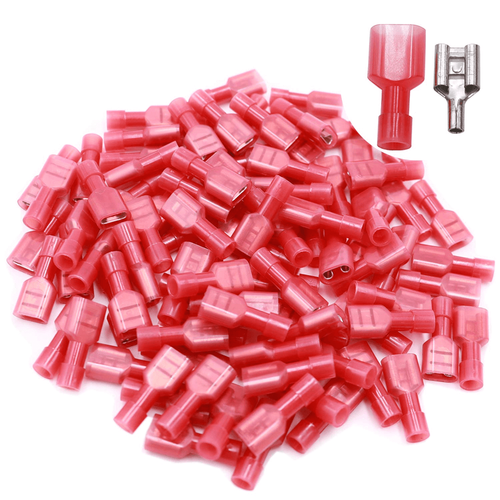 20-500PCS Red Fully Insulated Female Nylon Crimp Connectors Spade ...