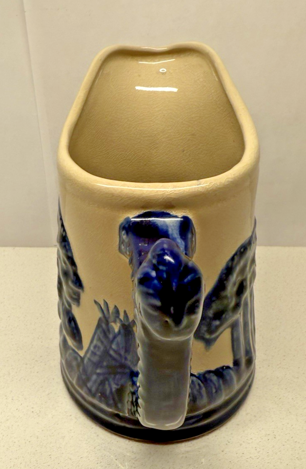 Vintage Old Sleepy Eye Blue & White Sioux Indian Chief Pitcher Jug ...