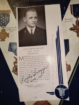 Lcdr LLOYD C. BROGGER KIA USS Liddle (APD-60) Signed USNA 1935 Yearbook ...