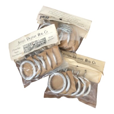 Antique Drapery Rod Co 18 - 2" Curtain Rings FRENCH SILVERLEAF vintage ...