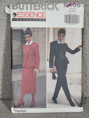 Vintage Women's Butterick Essence Collection Suit Pattern 6409 18 20 22 ...