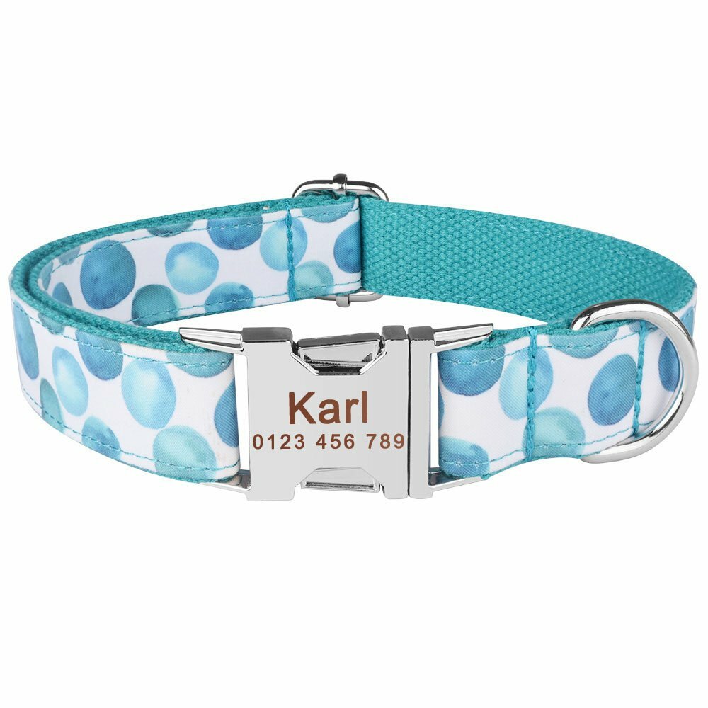Personalised Dog Collar Pet Name ID Custom Engraved Pink Blue Small ...