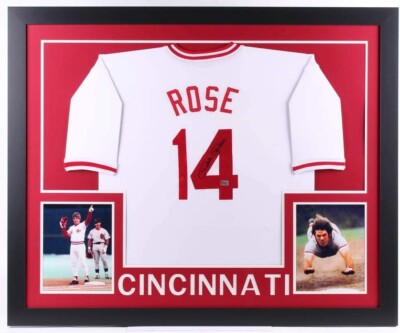 Pete Rose #14 Signed 35x43 Custom Framed Jersey Fiterman Sports ...