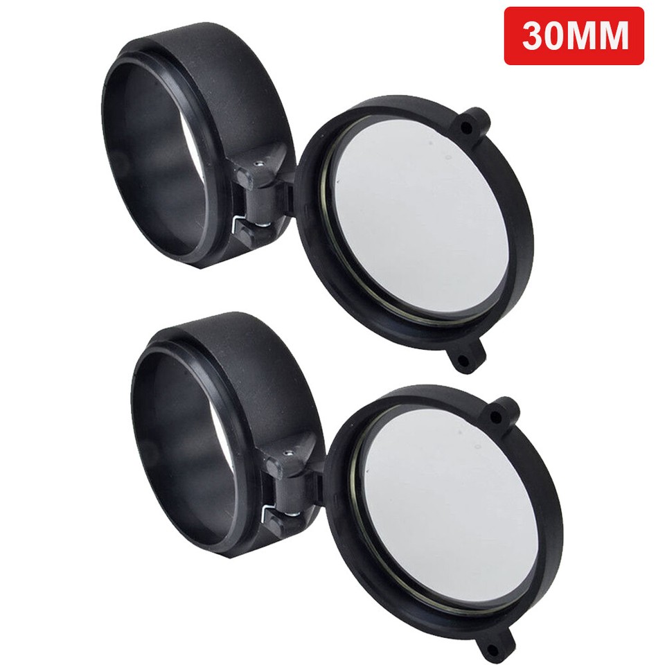 2x For Caliber Flip Up Scope Covers Rifle Scope Protect Objective Cap ...