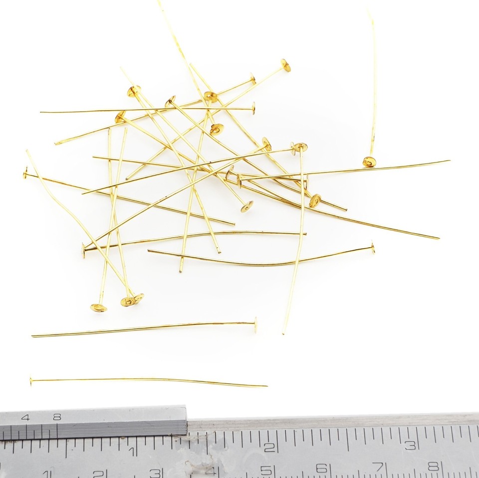 Lot (24) vintage gold tone chandelier nail head pins prism hangers 45mm ...