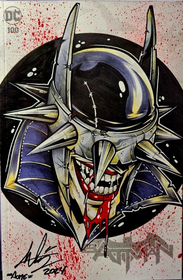 Batman #100 Batman Who laughs Signed & Sketch by Anthony Apodaca CGC SS ...