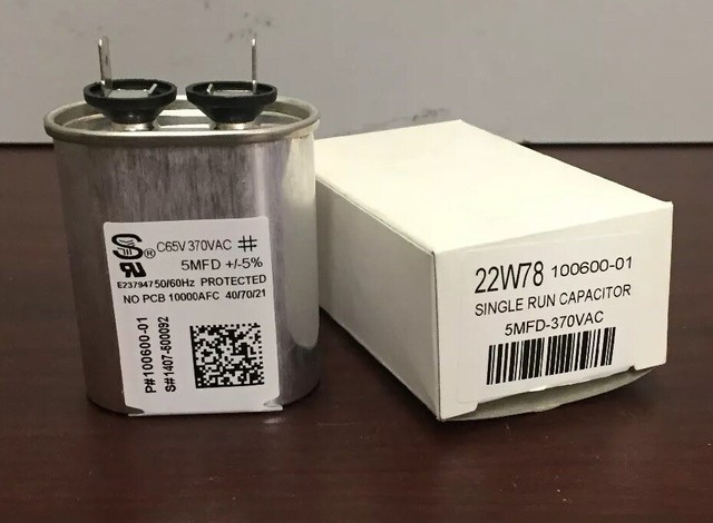 LENNOX/DUCANE/ARMSTRONG 5MFD/370V OVAL RUN CAPACITOR 100600-01 22W78 ...