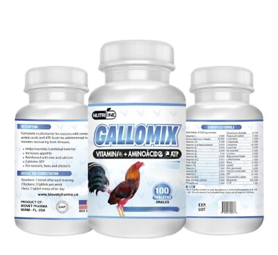 Gallomix 100 Tablets Vitamina Completa Para Gallos/Roosters Exp. 12/27 ...