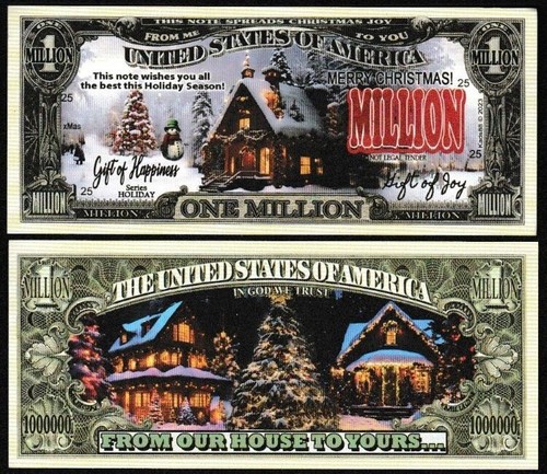 Merry Christmas Wishes Million Dollar Bill Funny Money Novelty Note ...
