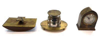 Vintage BRADLEY & HUBBARD Inkwell with New Haven Clock and Ink Blotter ...