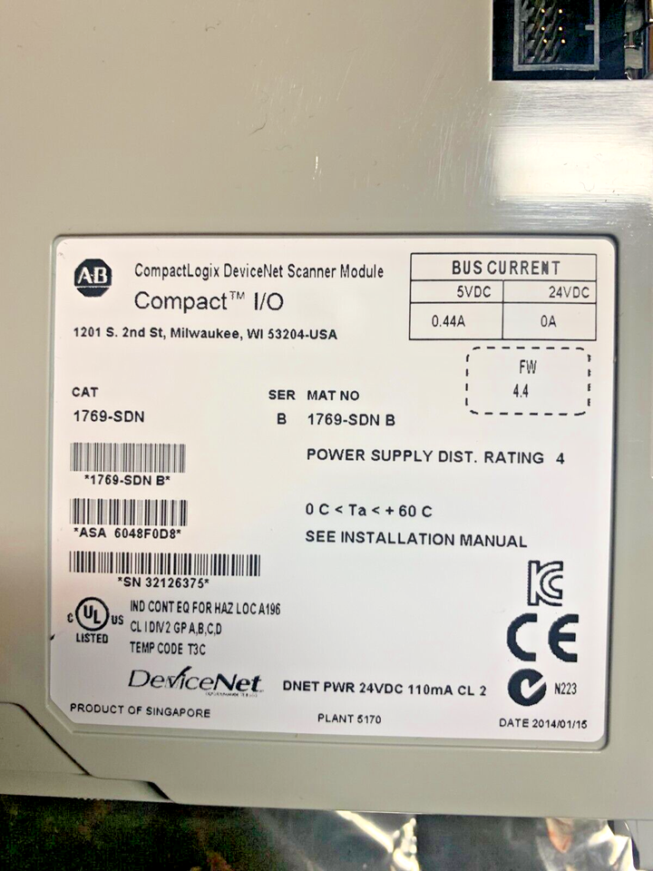 ALLEN BRADLEY 1769-SDN SERIES B DEVICNET SCANNER 1769SDN SHIPS FROM USA ...