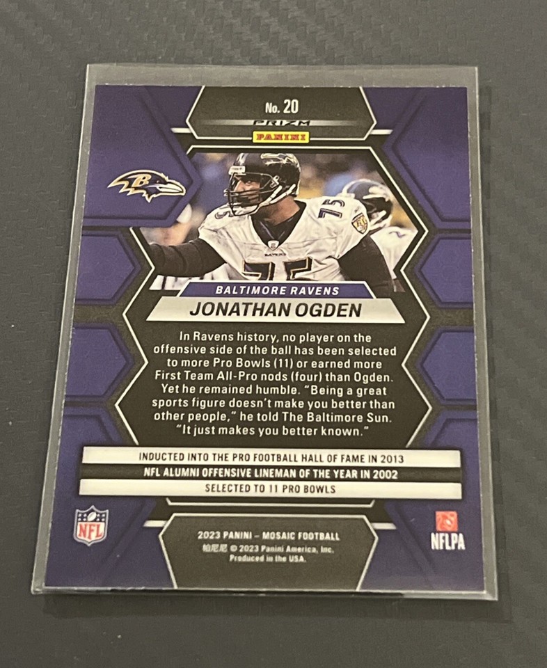 2023 Panini Mosaic #20 Silver Prizm Refractor Jonathan Ogden Baltimore ...