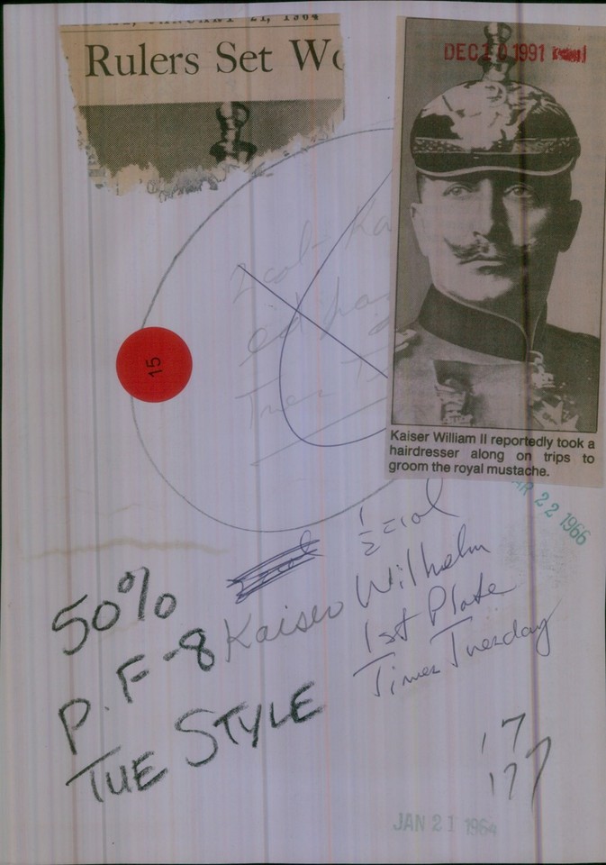 LG857 1966 Original Photo KAISER WILHELM II German Ruler Mustache Royal ...