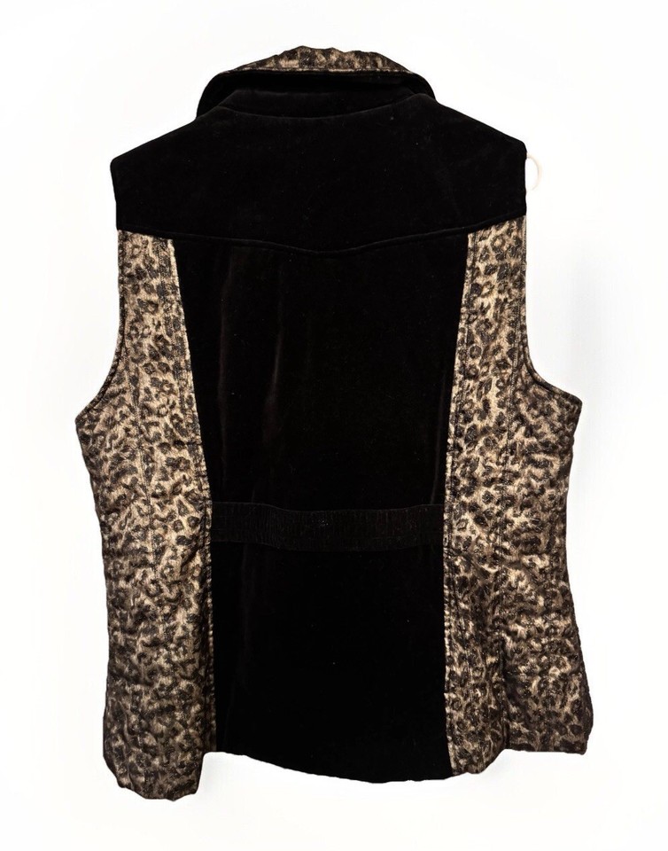 Chicos Vest Women's Velveteen Leopard Print Puffer Metallic Sparkle ...