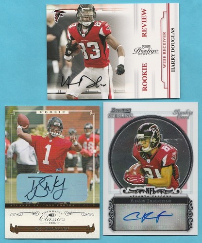 FALCONS AUTO LOT OF 3 CERTIFIED AUTO AUTOGRAPH CARDS JENNINGS DOUGLAS ...
