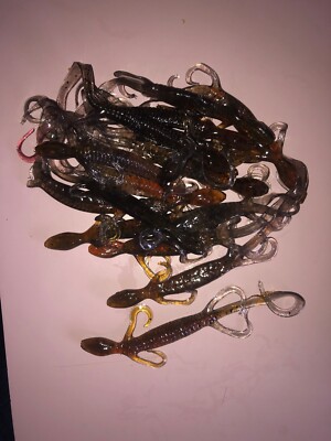 Lot of 20 6” PLASTIC fishing worms Salamander Motor Oil Color | eBay